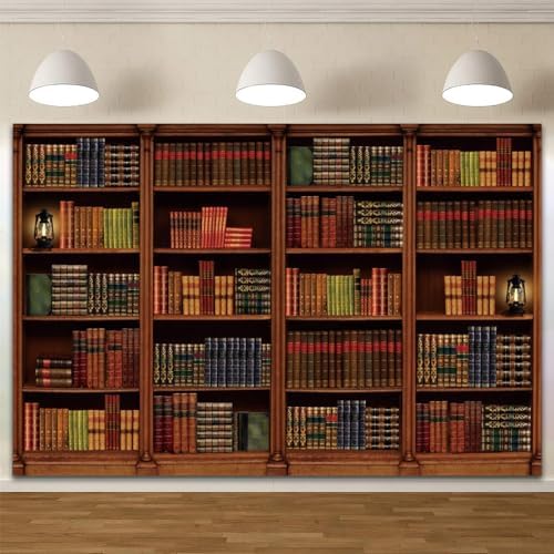 Amazon.com : ZJRBJB 7x5ft Bookcase Backdrop Retro Vintage Wooden ...