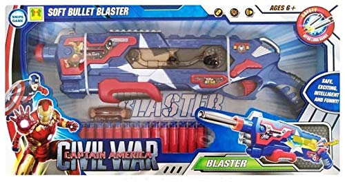 Buy Jack Royal Civil War: Captain America Soft Bullet Blaster Toy, Safe ...