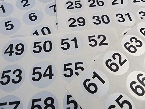 Silver 40mm Round Consecutive, Sequential Number Sequence Labels ...