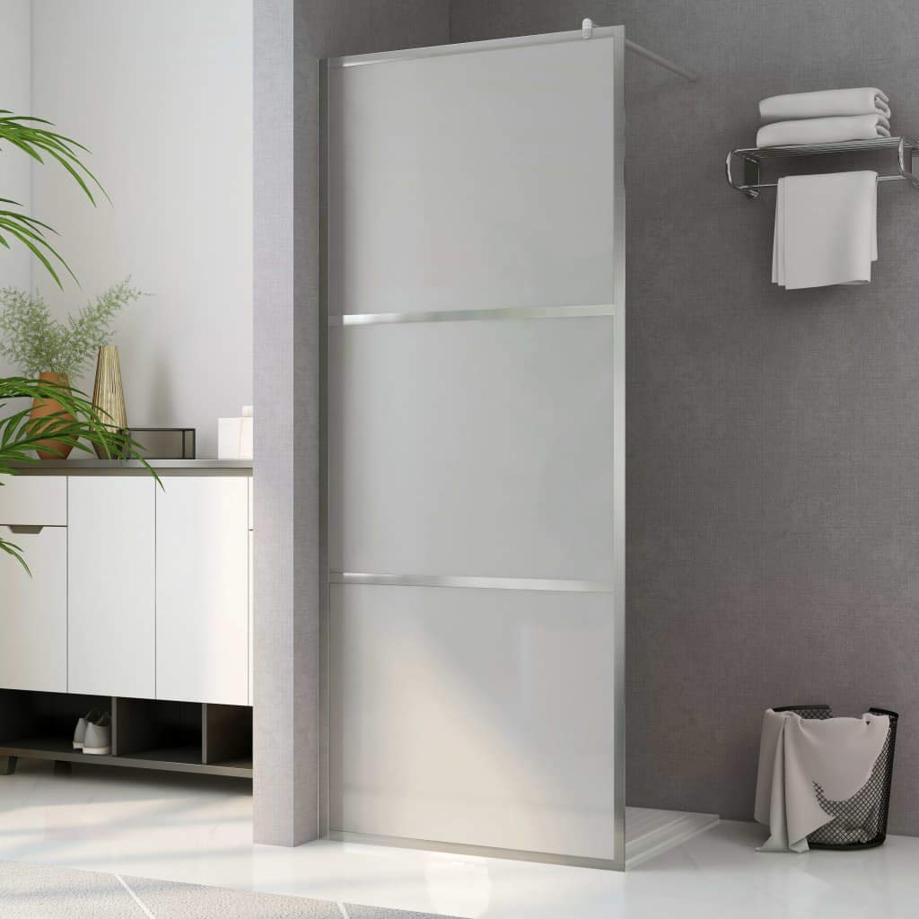 Amazon.com: loibinfen Walk-in Shower Wall with Whole Frosted ESG Glass ...