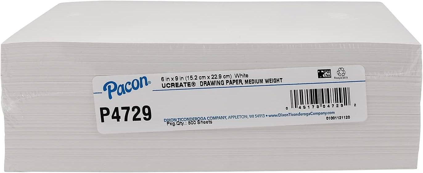 Amazon.com: Pacon Drawing Paper, White, Medium Weight, 50lb., 6" x 9 ...