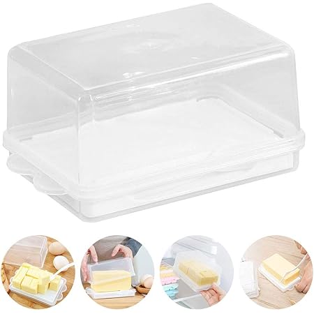 Amazon.com | Butter Dish with Lid Plastic Clear Cheese Keeper Tray High ...