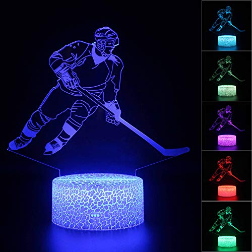 Watch 3D Illusion Hockey Night Light Lamp 16 Color Change Touch White ...