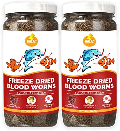 Boltz Freeze Dried Blood Worms Fish Food 50 Grams for Bettas, Tetras ...