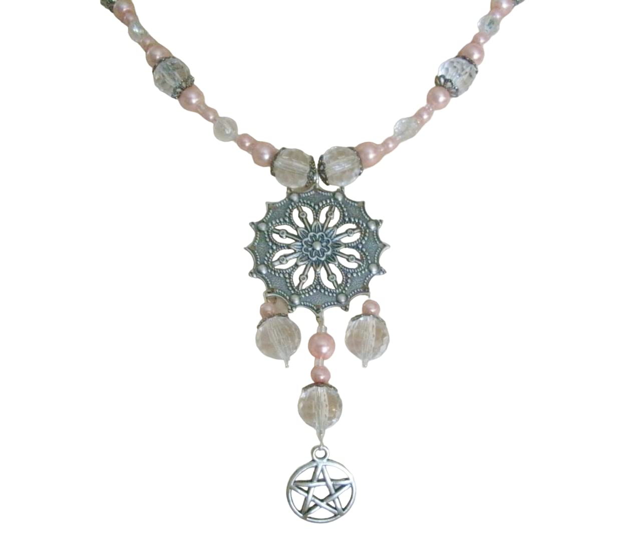 Amazon.com: Pink Pentacle Necklace, handmade jewelry wiccan pagan wicca ...
