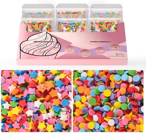 Amazon.com: HUEBEATY 6-in-1 Neon Rainbow Confetti Sprinkles Bulk – 180g ...