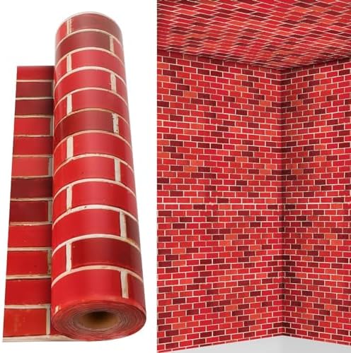 Amazon.com: Jecery 54 Inch x 100 ft Red Brick Wall Backdrop Tablecloth ...