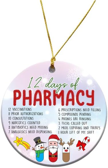 Amazon.com: MEDROC Pharmacist Christmas Ornament 2024 - Round Ceramic 3 ...