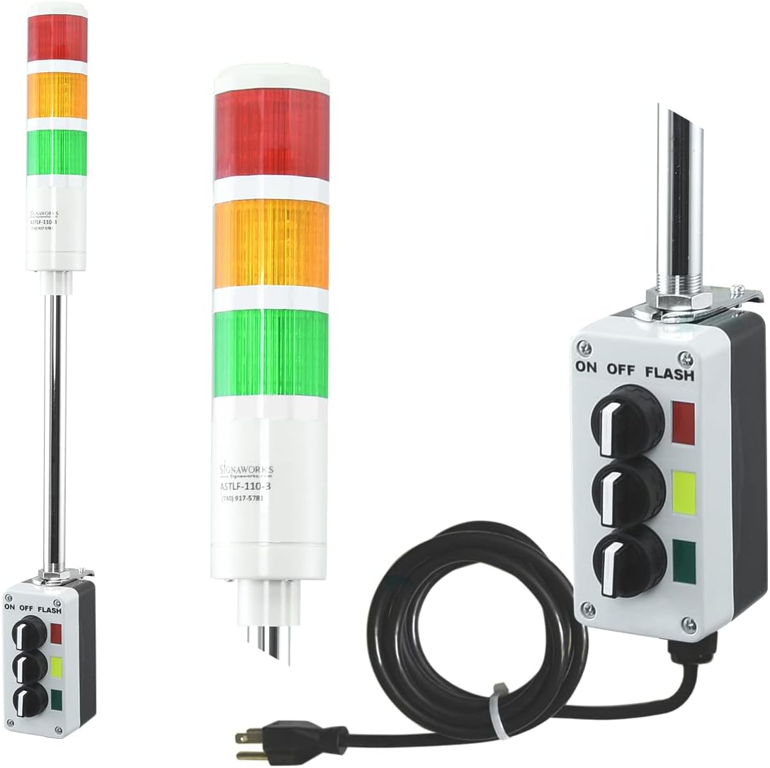 Amazon.com: Signaworks LED 4 Light Steady & Flashing Andon Tower Light ...