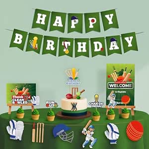 Just Party Cricket Theme Party Decoration - 37 pcs Happy Birthday ...