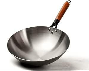 Chinese Iron Wok With Round Bottom Pow, Traditional Pre-Seasoned Hand ...