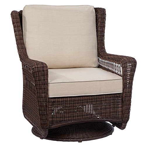 Hampton Bay Chasewood Brown Wicker Outdoor Patio Swivel and Glider ...