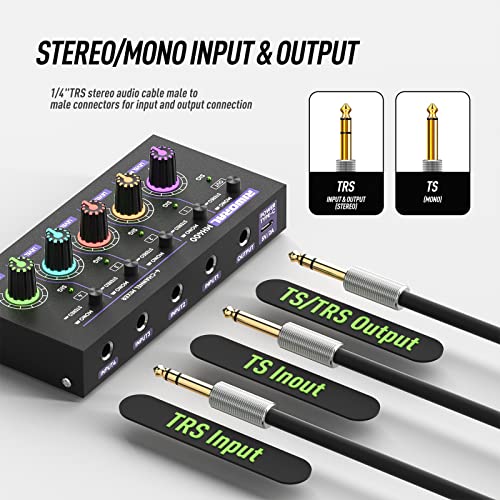 Snapklik.com : Mini Audio Stereo Mixer 4 Channel 1/4 Inch TSR/TS Audio ...