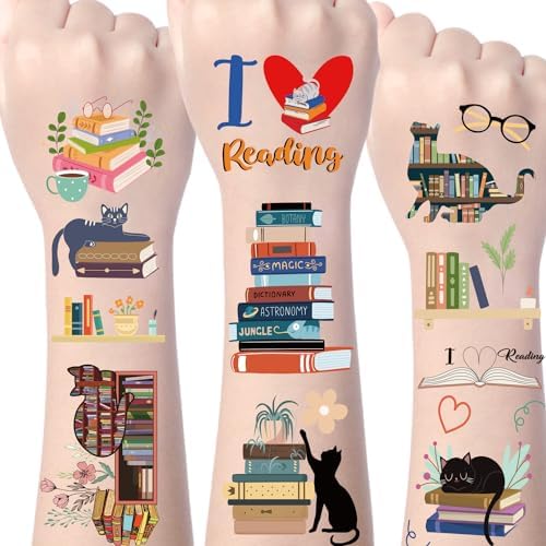 Amazon.com : Gameza Reading Book Temporary Tattoos - 240+ Book Library ...