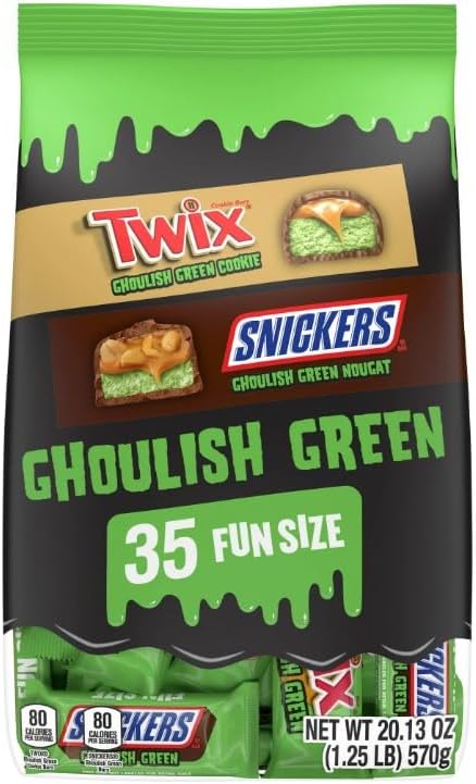Amazon.com: Snickers & Twix Ghoulish Green Milk Chocolate Halloween ...