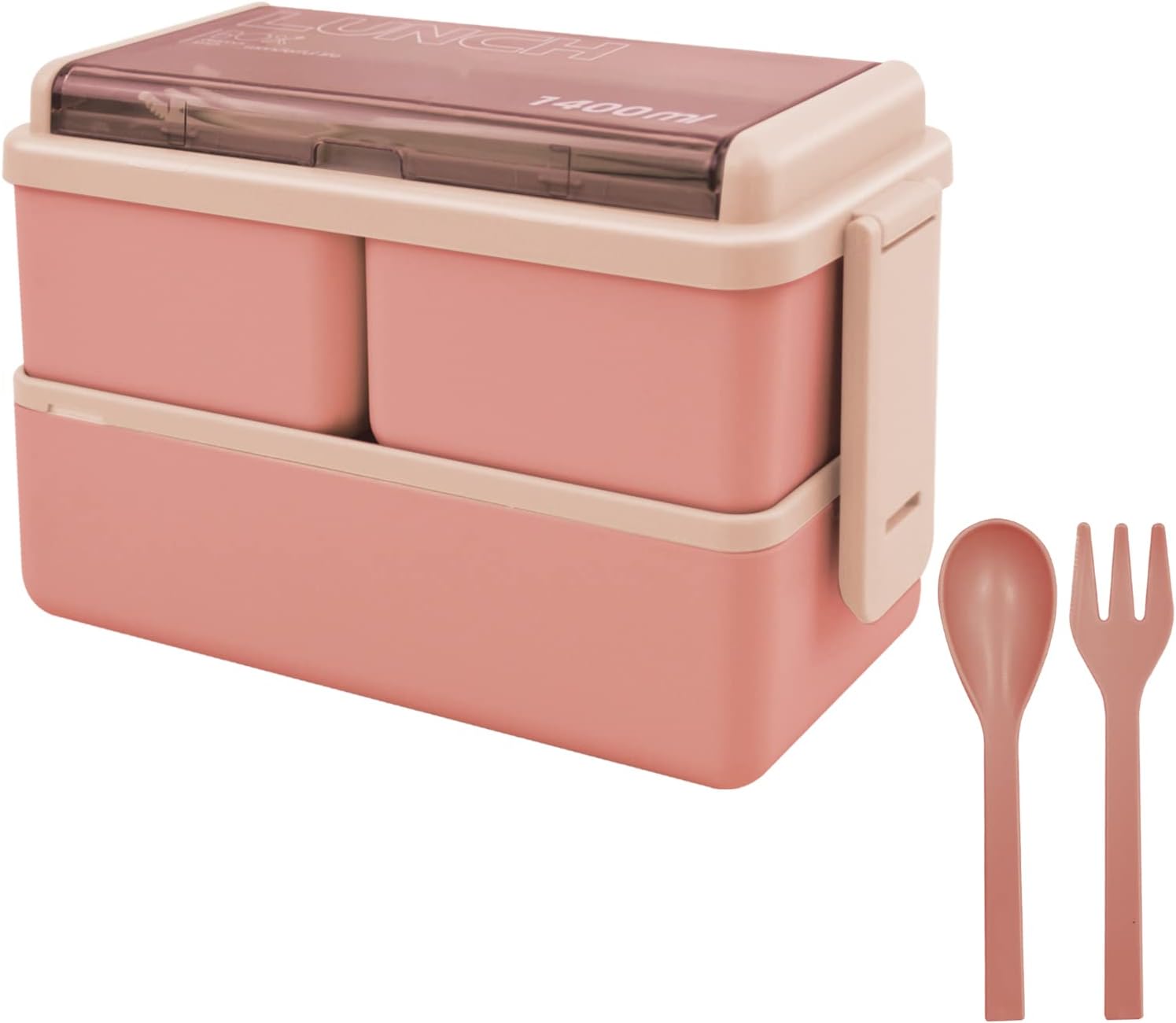 Lychico Lunch Box, 1400ml Bento Box with Spoon Fork, Stackable 2 Layer ...