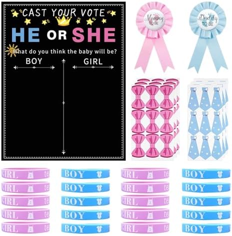 77 Pcs Gender Reveal Decoration Kit, Boy or Girl Voting Game Set for ...