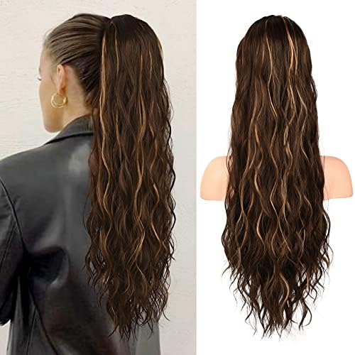 Amazon.com : FLUFYMOOZ Ponytail Extension, 26 Inch Drawstring Ponytail ...