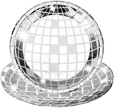 Lusofie 25pc Silver Disco Paper Plates - 9 Inch, Themed Party ...
