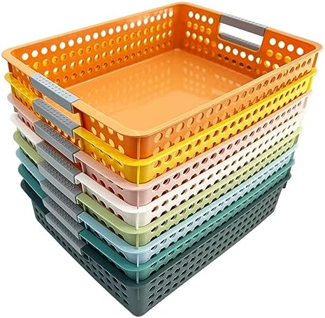 Amazon.com: 6 Pack Plastic Turn in Paper Trays for Classroom, Colorful ...