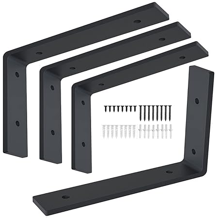 Amazon.com: Shelf Brackets L Bracket 12 Inch 4PCS Heavy Duty Black ...