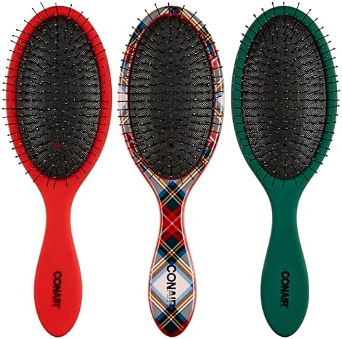 Amazon.com : Conair Detangling Hair Brush Set 3 Pack, Use Wet and Dry ...