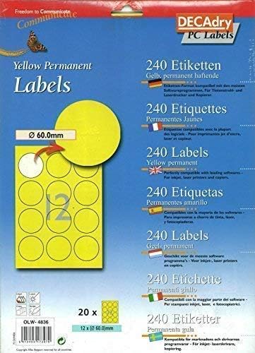 Decadry Gelb Permanent Etiketten Rund Blanko Etiketten Sticker : Amazon ...