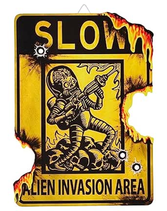 Spirit Halloween Mars Attacks! Alien Invasion Area Sign | Officially ...