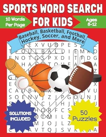 Sports Word Search Book for Kids Ages 8-12: Baseball, Basketball ...