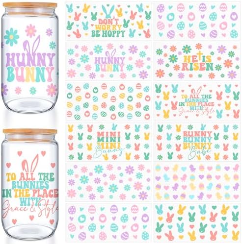 Amazon.com: Kosiz 16 Sheet Easter UV DTF Cup Wrap Transfer Stickers for ...