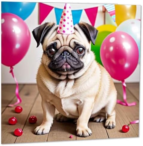 Pug Birthday Card - Cute funny fun Happy Birthday Pug Dog Cards 145 x ...