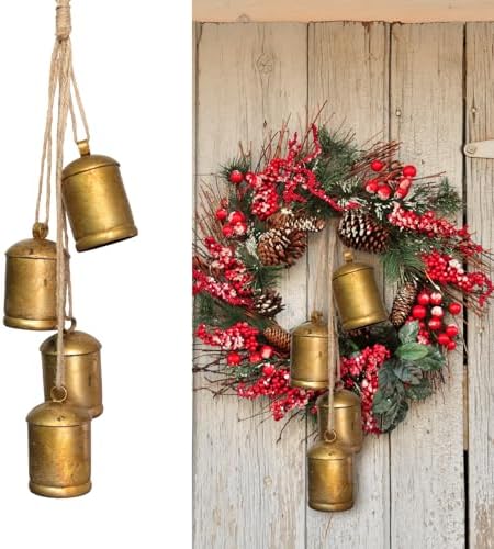 Amazon.com: Set of 4 Vintage Rustic Cow Bells Hanging on Rope Harmony ...