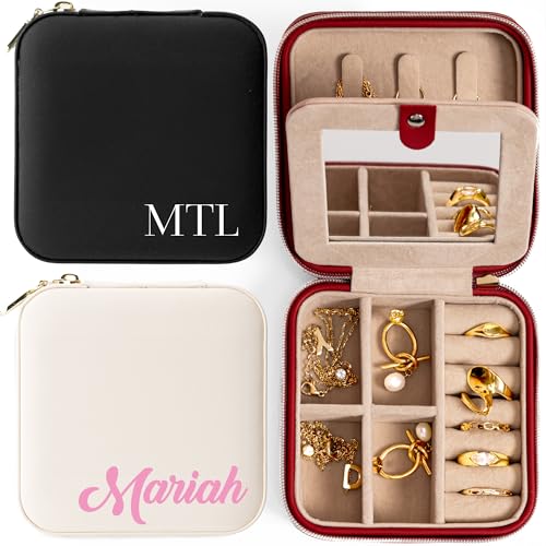 Amazon.com: SOUL MAMA Personalized Travel Jewelry Case Organizer - PU ...