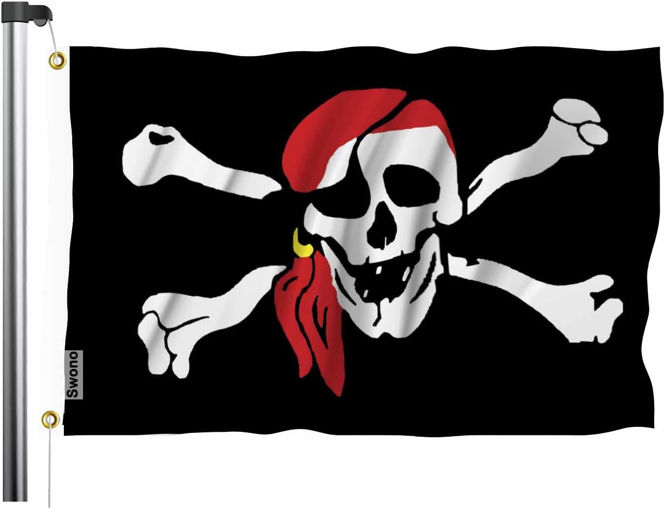 Amazon.com : Swono Skull Pirate Flag - 3x5 ft Crossbones Skeleton With ...