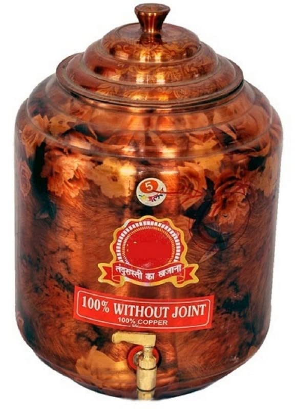 WAVELADY 10 Ltr Copper Water Tank Pure Copper Container Copper Matka ...