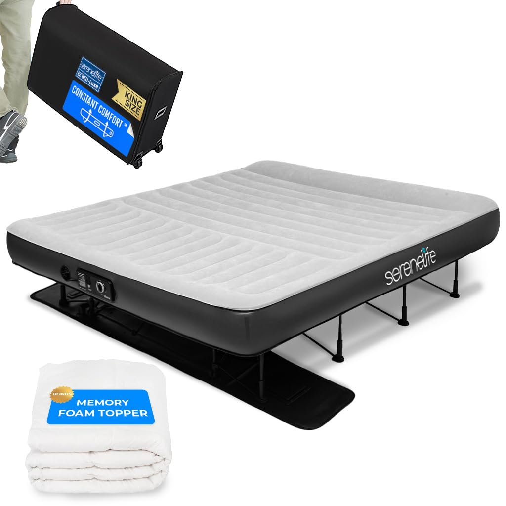 Amazon.com: SereneLife Inflatable Air Bed with Frame - Auto Inflating ...