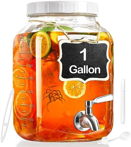 Amazon.com | 2 Pack 1 Gallon Glass Drink Dispensers for Parties. Glass ...