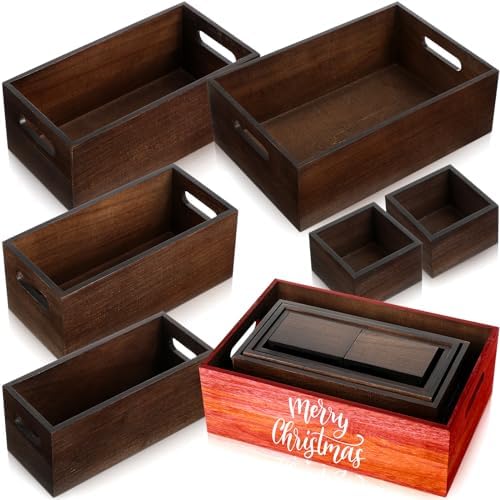 Amazon.com: Frcctre Set of 3 Wood Nesting Storage Crates with Handles ...