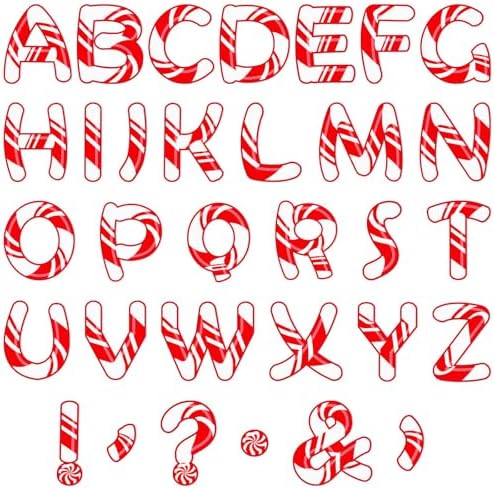 Amazon.com: 176 Pcs Candy Cane Letters Christmas Bulletin Board Letters ...