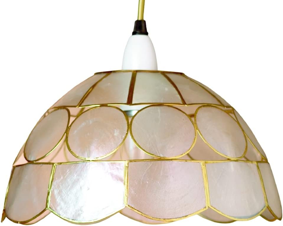 Natural Opaque Capiz Shell Art Deco Vintage Easy Fit Dome Pendant Shade ...