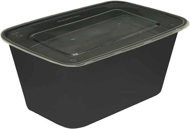 1000ml/ 33.8oz BPA Free Plastic Rectangular Black Food Containers ...