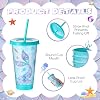 Amazon.com | Uiifan 12 Pcs Mermaid Party Cups with Lid and Straw 24oz ...