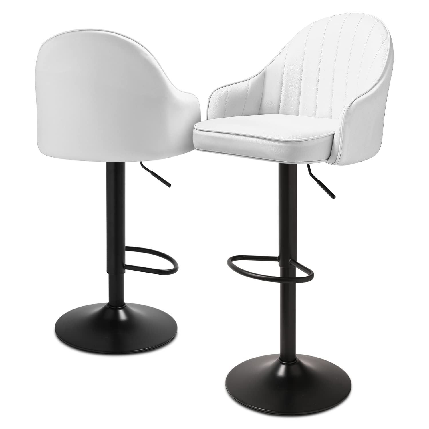 Amazon.com : MoNiBloom Bar Stools PU Leather Set of 2 Modern Shell Back ...