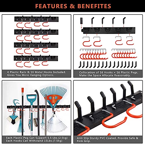 Garage Organizer Wall Mount 64 Inch Adjustable Storage System, Garden ...