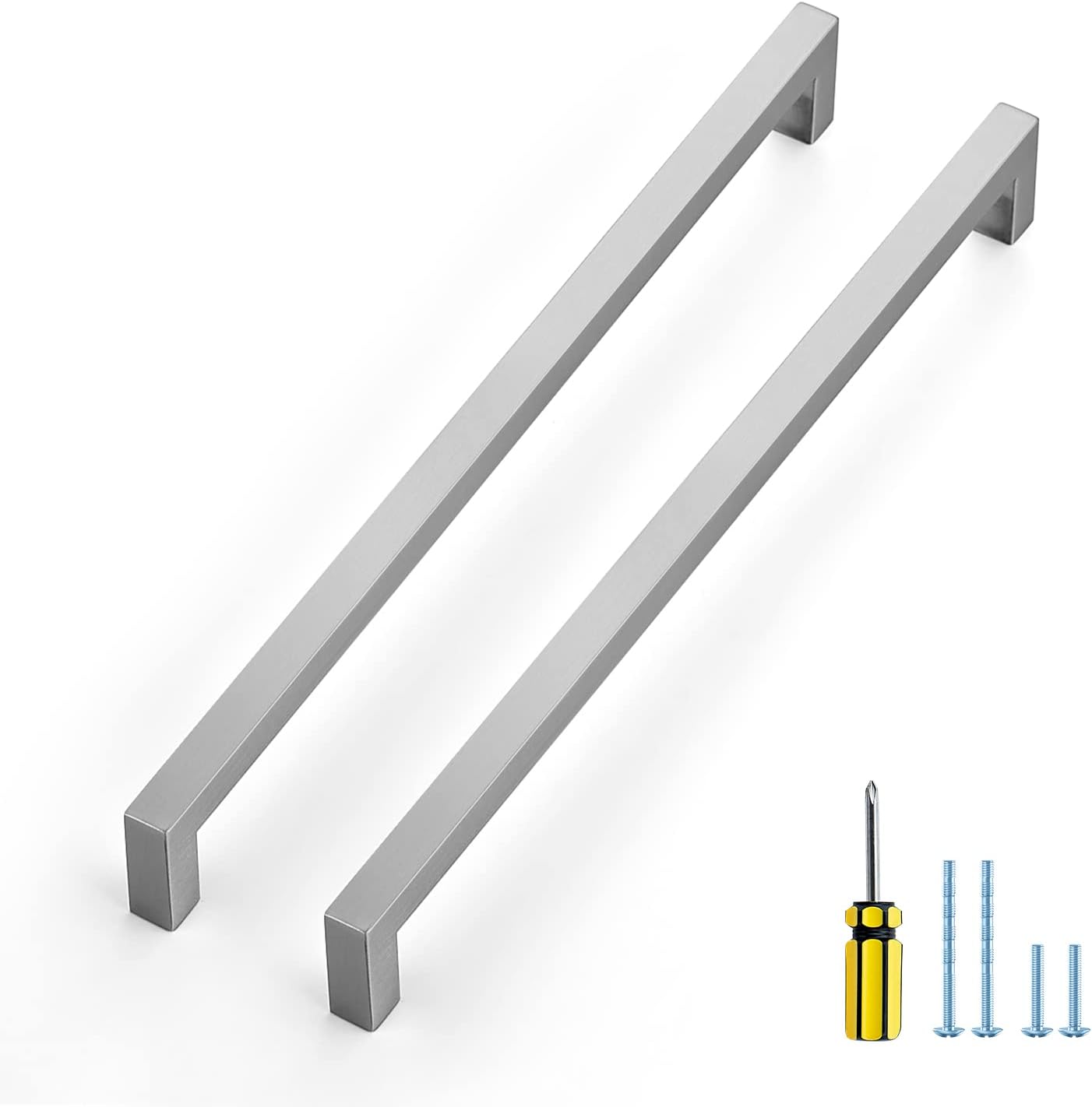 Ravinte 25 Pack Squre Cabinet Pulls 11-1/3 Inch Brushed Nickel Kitchen ...