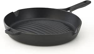 Amazon.com: Essenso Convex Curved Base Cast Iron Grill Pan with 4-Layer ...