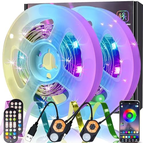 Motion Sensor LED Strip Light, 2PCS 6M RGB Motion Activated Under Bed ...