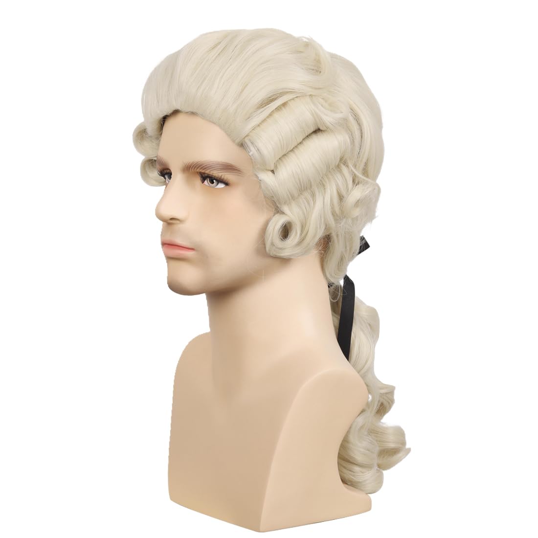 Amazon.com: WildCos Judge Colonial Wig Man Long Wave Wig Washington ...