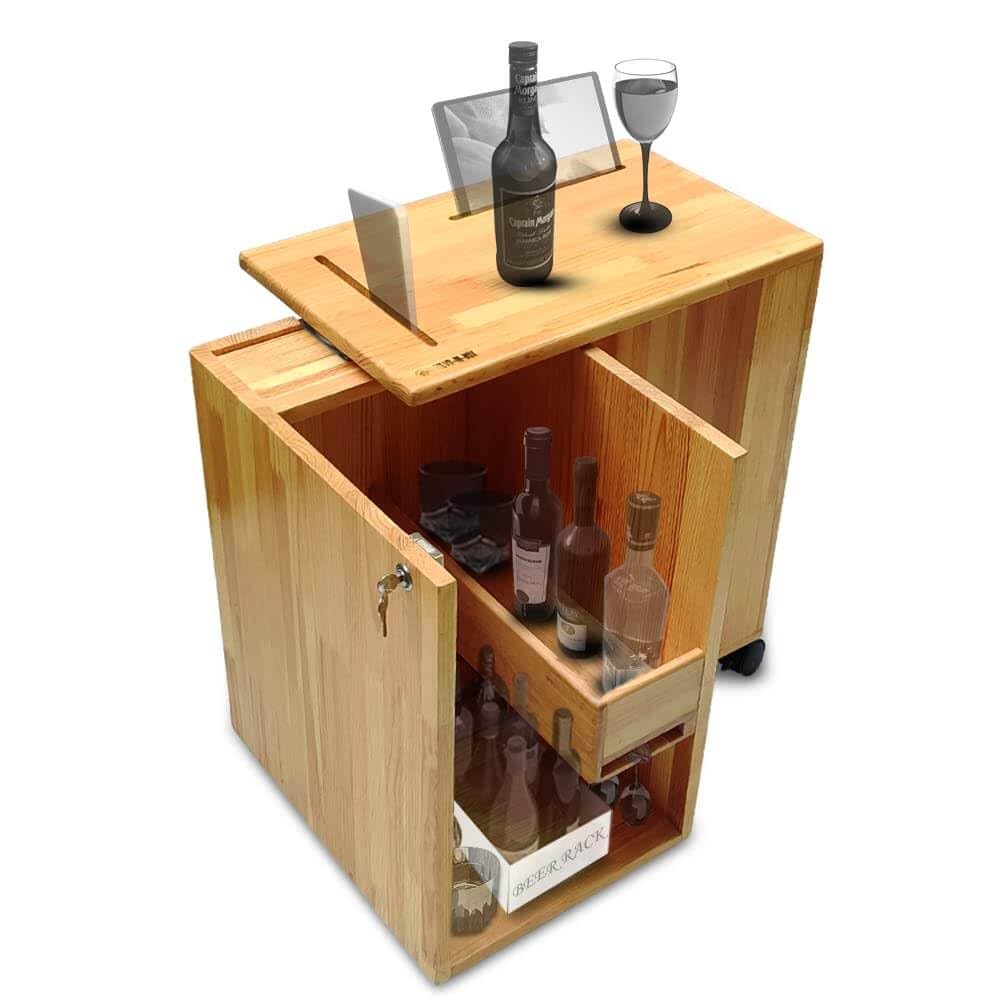 SOLVD-IN-BOX Mini Bar Cabinet, Bar Cabinets for Home, Wooden Rotate ...