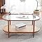 Amazon.com: VINGLI 25.6" Rattan Coffee Table, Round Water-Wave Glass ...